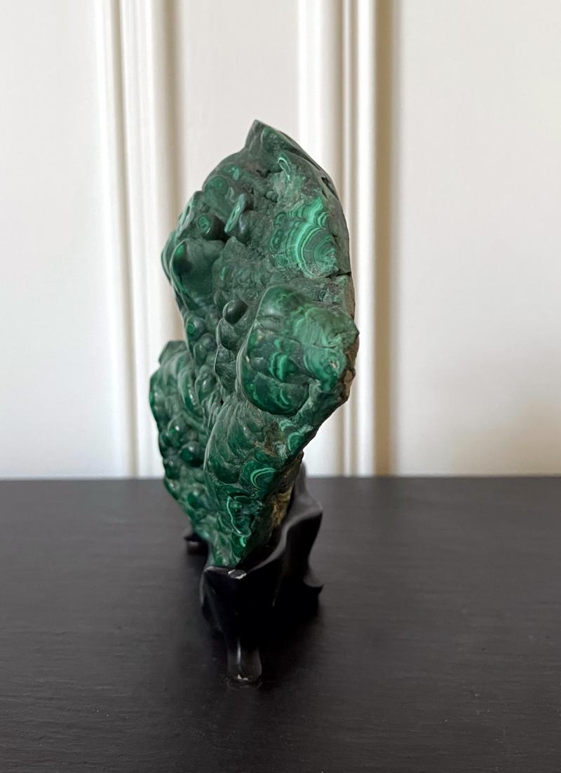 Natural Malachite Rock on Display Stand as Chinese Scholar Stone