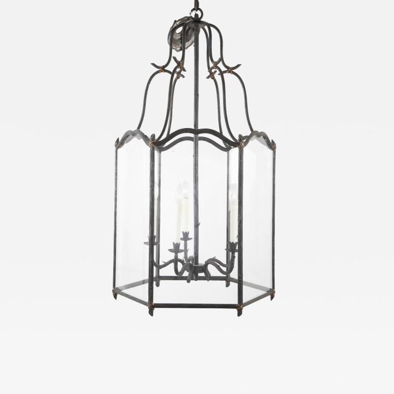 Naturalistic Grotto Form Hexagonal Lantern with Gilded Bow Knots