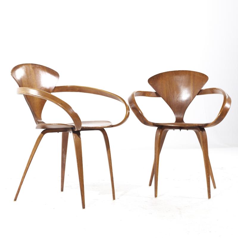 Norman Cherner - Norman Cherner for Plycraft Mid Century Arm Chairs - Pair