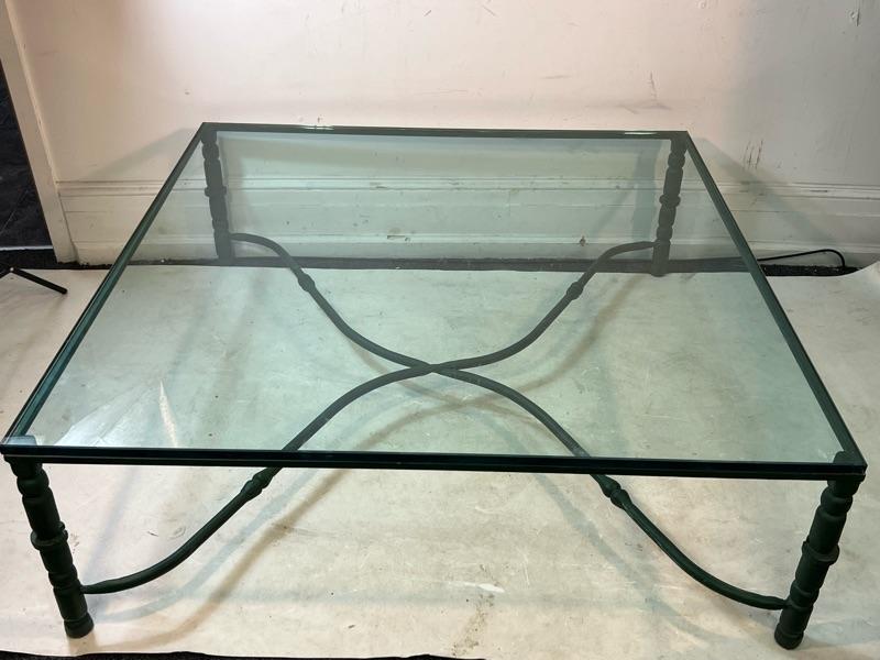 Diego Giacometti - ORGANIC BRUTALIST VERDIGRIS METAL AND GLASS COFFEE TABLE