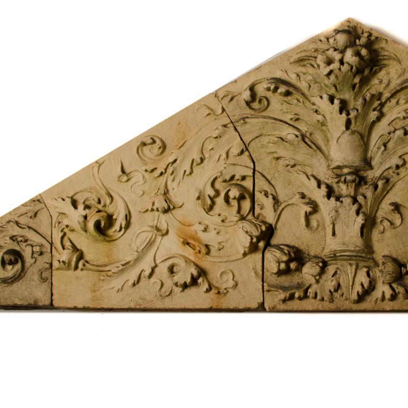 One ( of a pair) large triangular terracotta frieze from Philadelphia