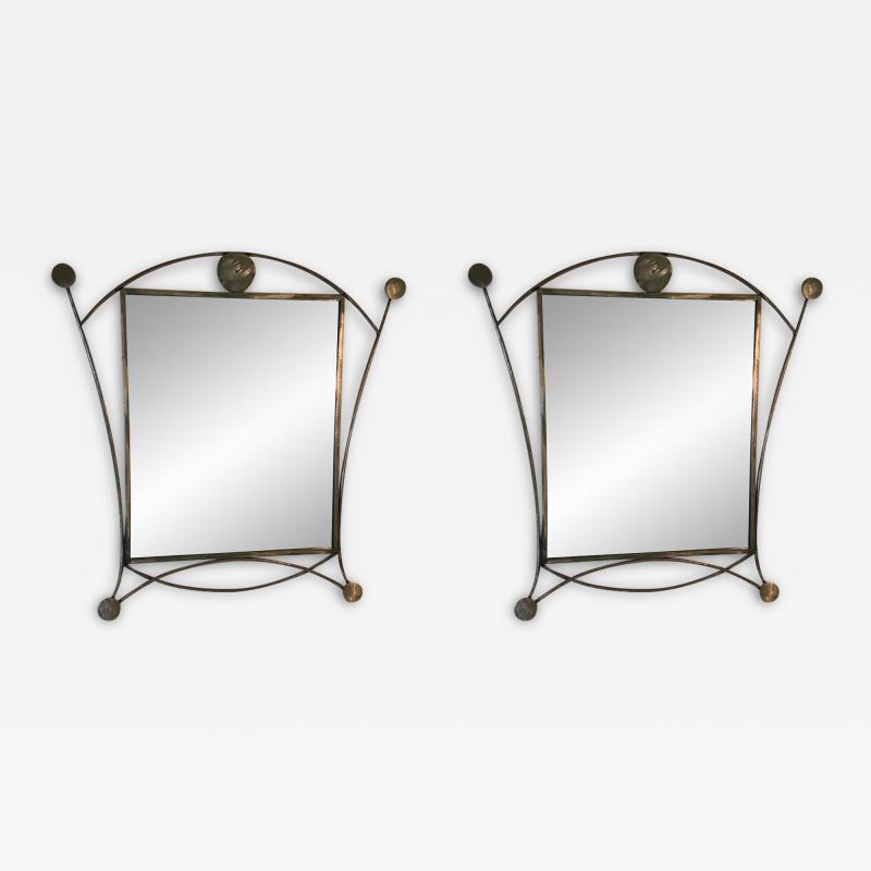 PAIR OF POST MODERN METAL MIRRORS