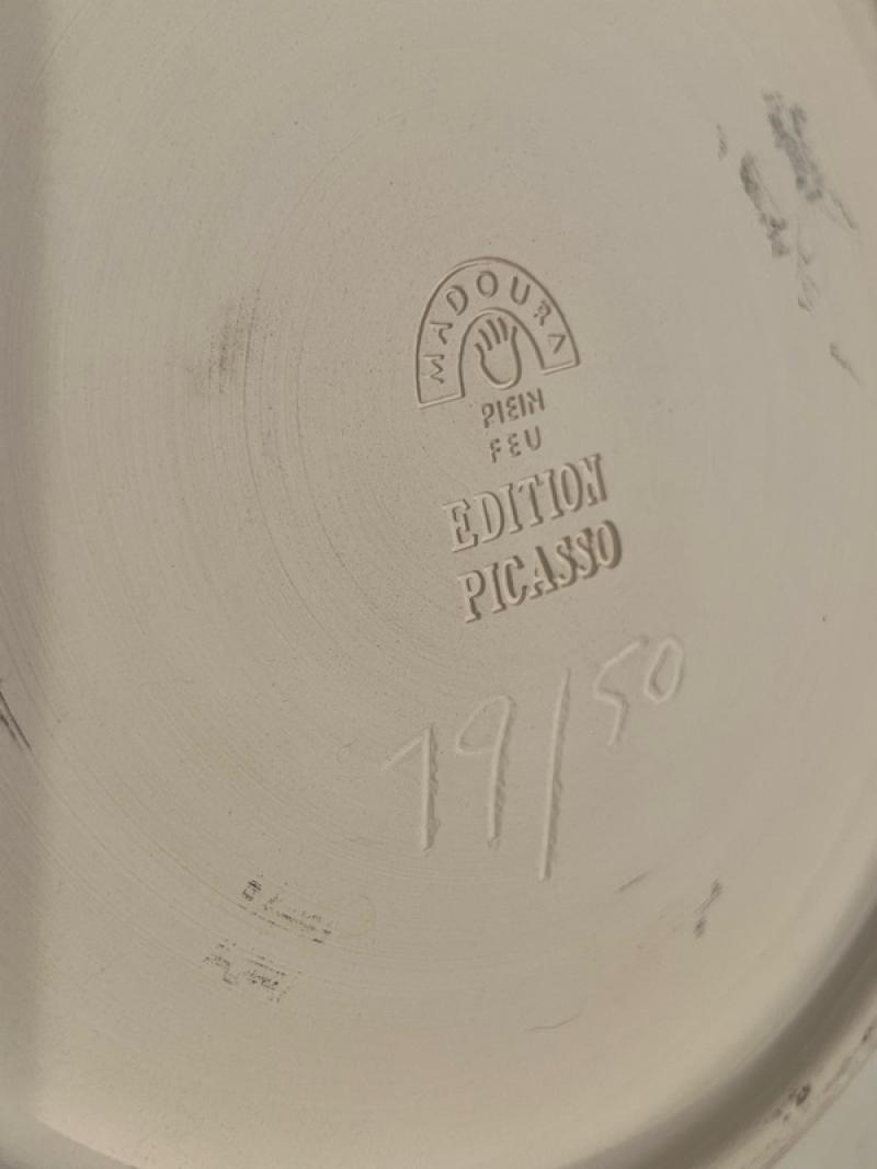Pablo Picasso - RARE SMILING SUN MATTE WHITE CERAMIC PLATE BY PABLO PICASSO