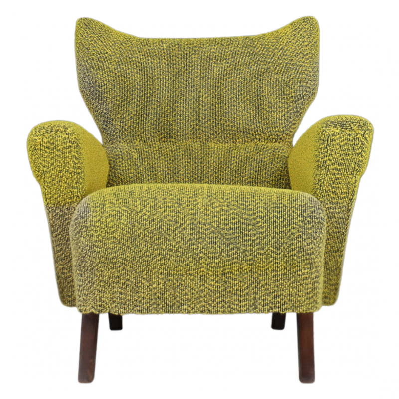 Pair 1950s Italian sculptural lounge chairs, original fabric