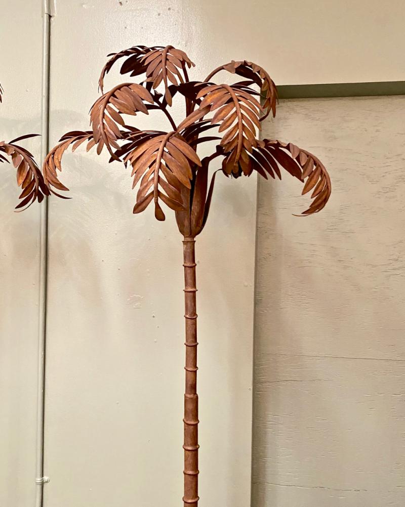 Pair Mid-Century Tall Tole Palm Trees