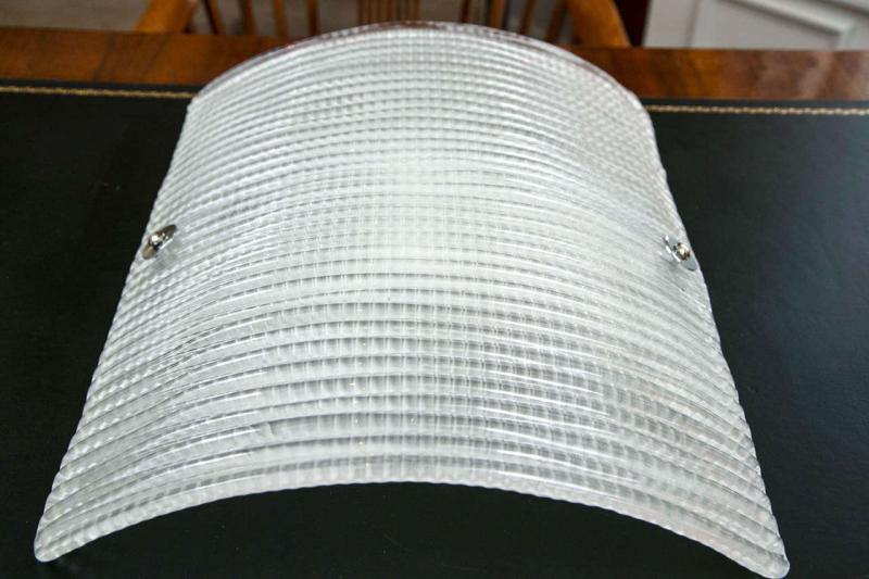 Pair Of Large Modern Artisan Blown Curved Waffle Wall/ Ceiling Lights