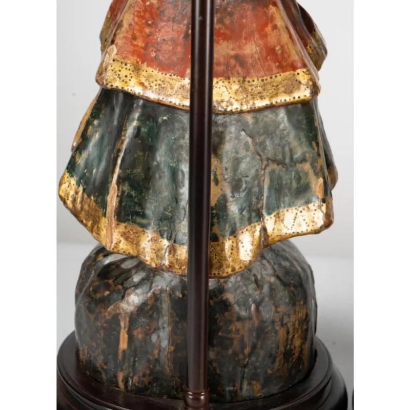 Pair of Antique Spanish Colonial Santos Figures Mounted as Table Lamps