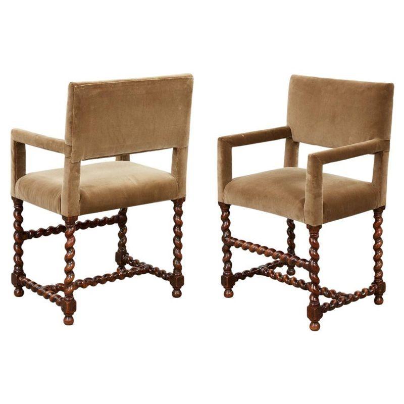 Pair of Baroque Barley Twist Armchairs