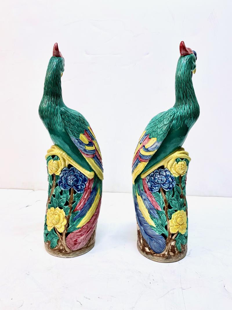 Pair of Chinese Porcelain Phoenix (Ho-Ho) Birds