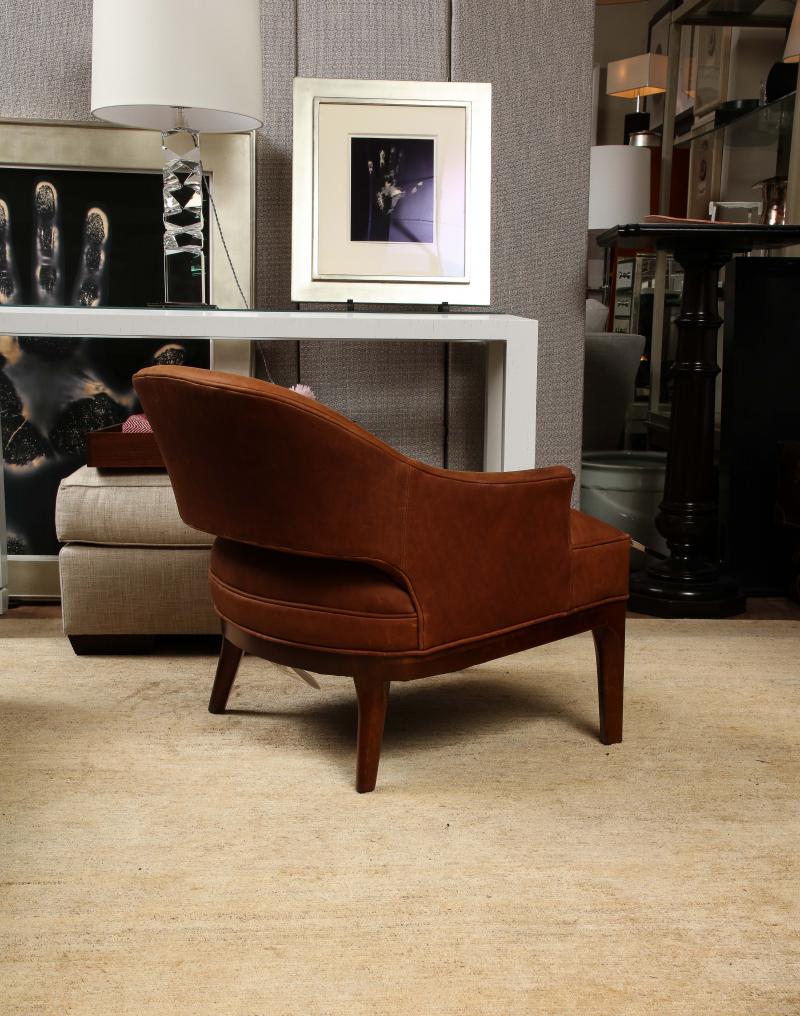 Pair of Cognac Leather Lounge Chairs