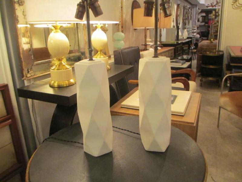 Pair of Cubist Inspired Plaster Lamps
