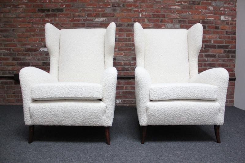 Ico & Luisa Parisi - Pair of Italian Modern Tall Wingback Arm Chairs in ...