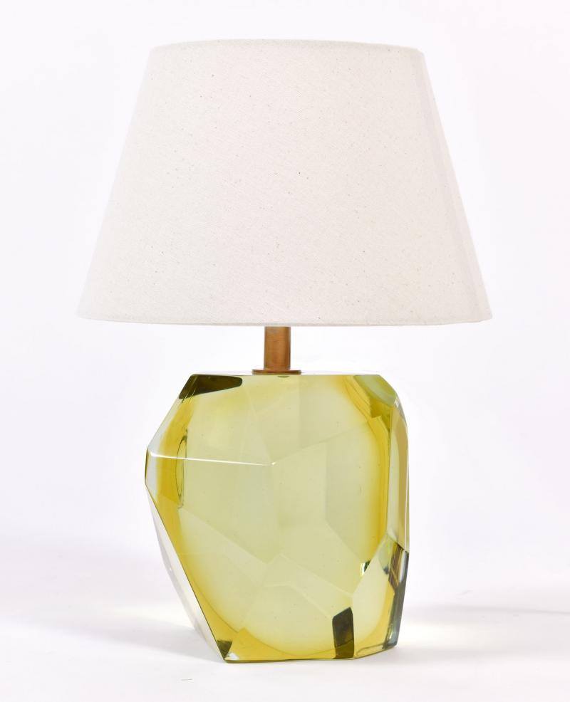 Murano Glass - Italian Murano citrine 'rock' table lamp