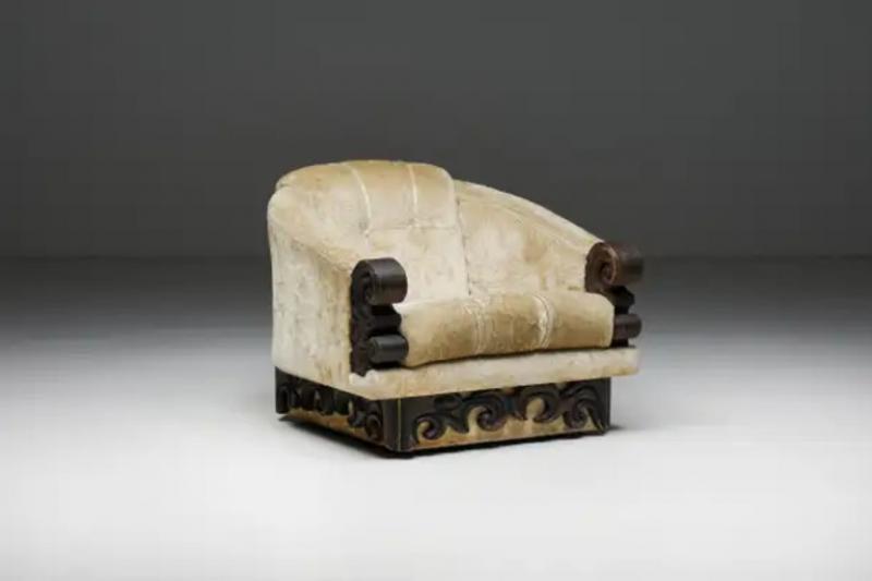 Pair of Japanoiserie Art Deco Expressionist Lounge Chairs, 1920s