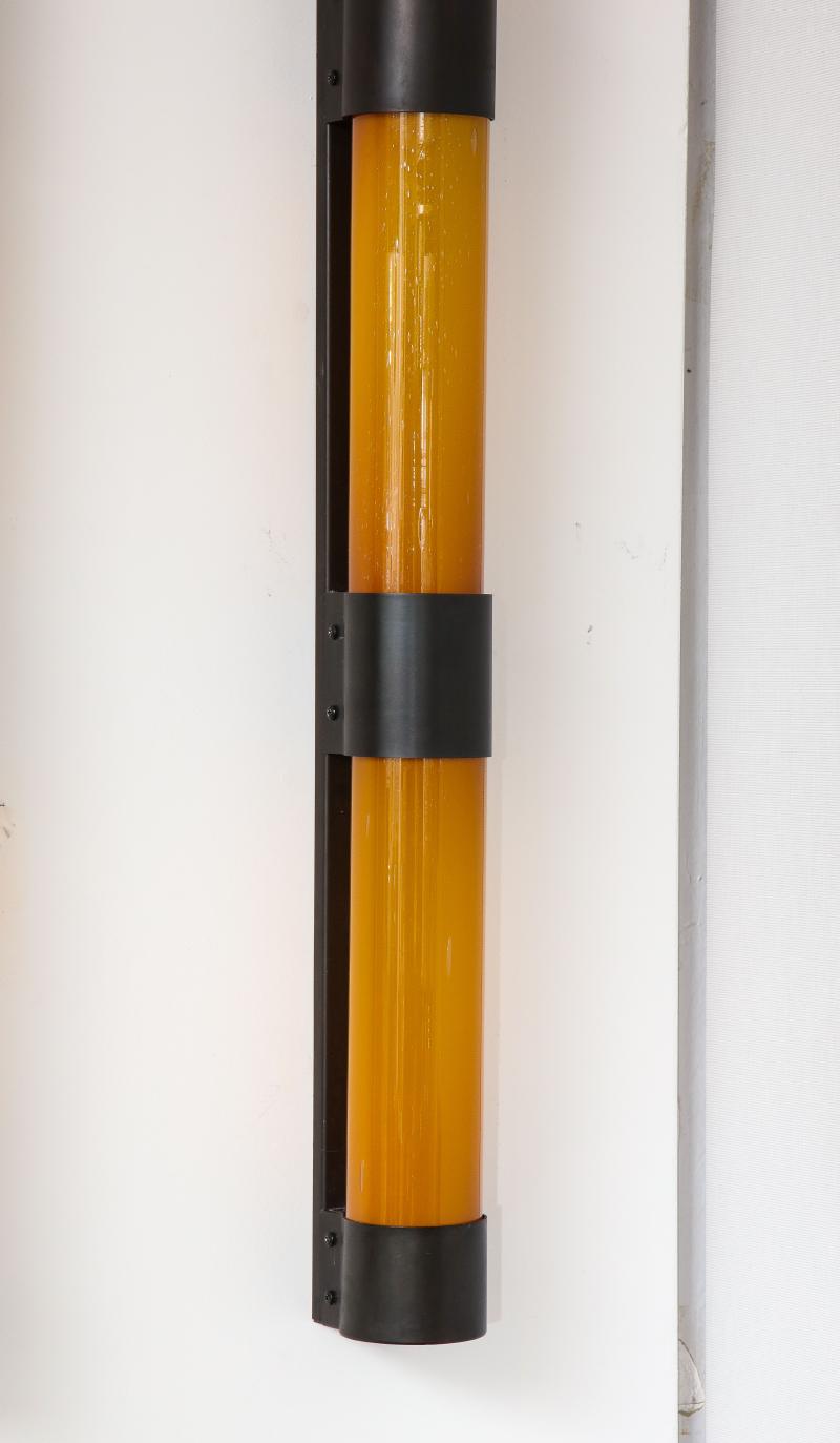 Pair of Large Amber Glass Sconces by Savoy Studios. ( 4 Pairs Available )