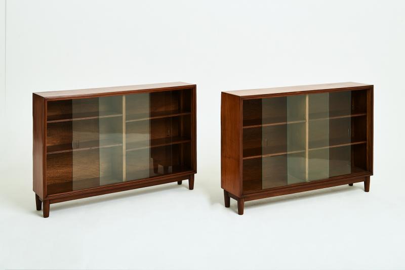 Pair of Mid-Century Walnut Bookcases