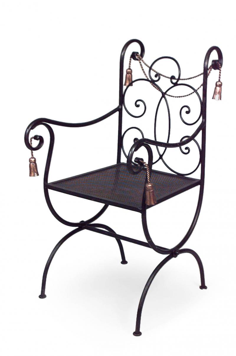 Pair of Rope and Tassel Iron Arm Chairs