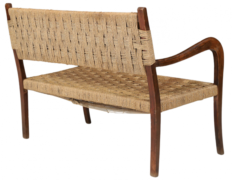 Paolo Buffa - Mid-century Paolo Buffa corded jute bench/settee