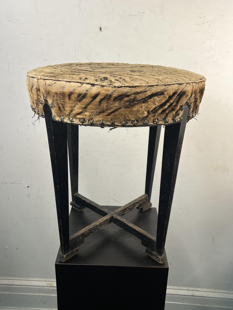 Paul Frankl - ART DECO BLACK WOOD SKYSCRAPER LEG STOOL IN THE MANNER OF ...