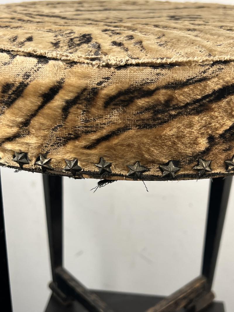 Paul Frankl - ART DECO BLACK WOOD SKYSCRAPER LEG STOOL IN THE MANNER OF ...