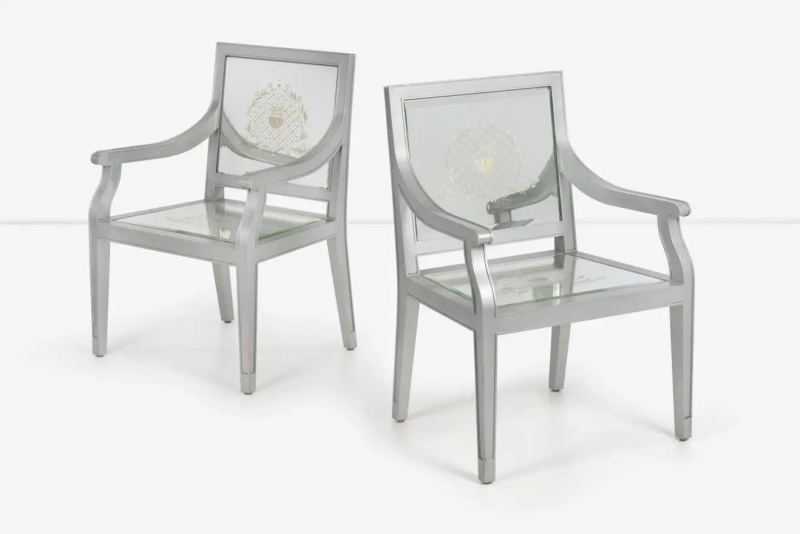 Philippe Starck - Custom Phillip Starck Mirrored Louis XVI Style Chairs ...