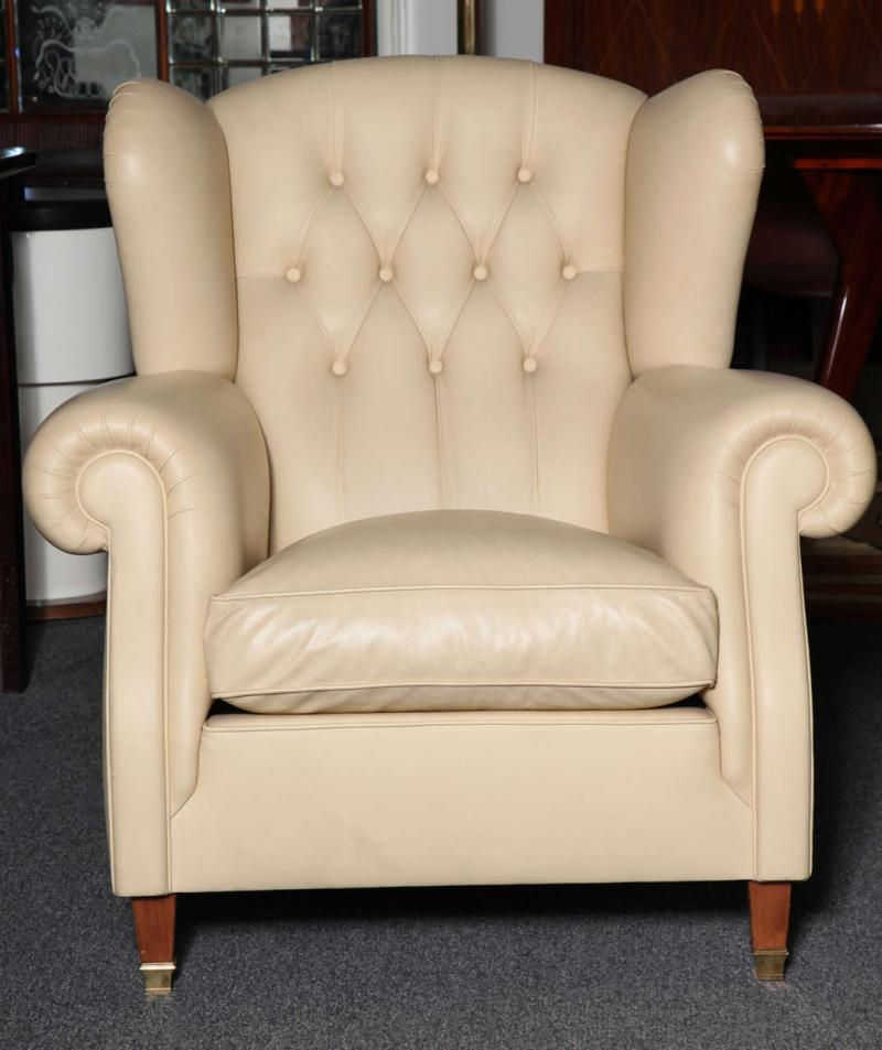 Poltrona Frau - Leather Wingback Armchair by Poltrona Frau, 1970's, Italy