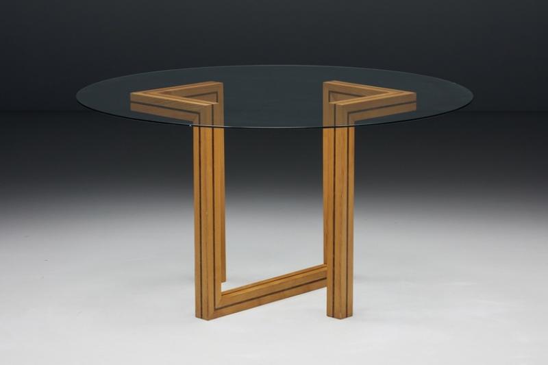 Postmodern Round Glass Dining Table - 1970's