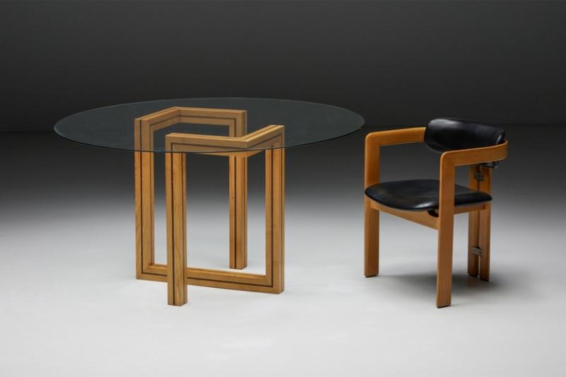 Postmodern Round Glass Dining Table - 1970's