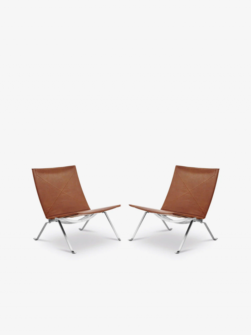 Poul Kjaerholm (Kjærholm) - PAIR OF POUL KJAERHOLM PK22 LOUNGE CHAIR IN RUSTIC LEATHER