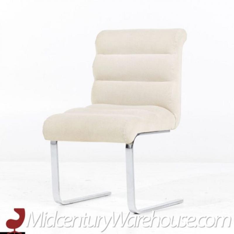 Preview Mid Century Cantilever Chrome Dining Chairs - Set of 6