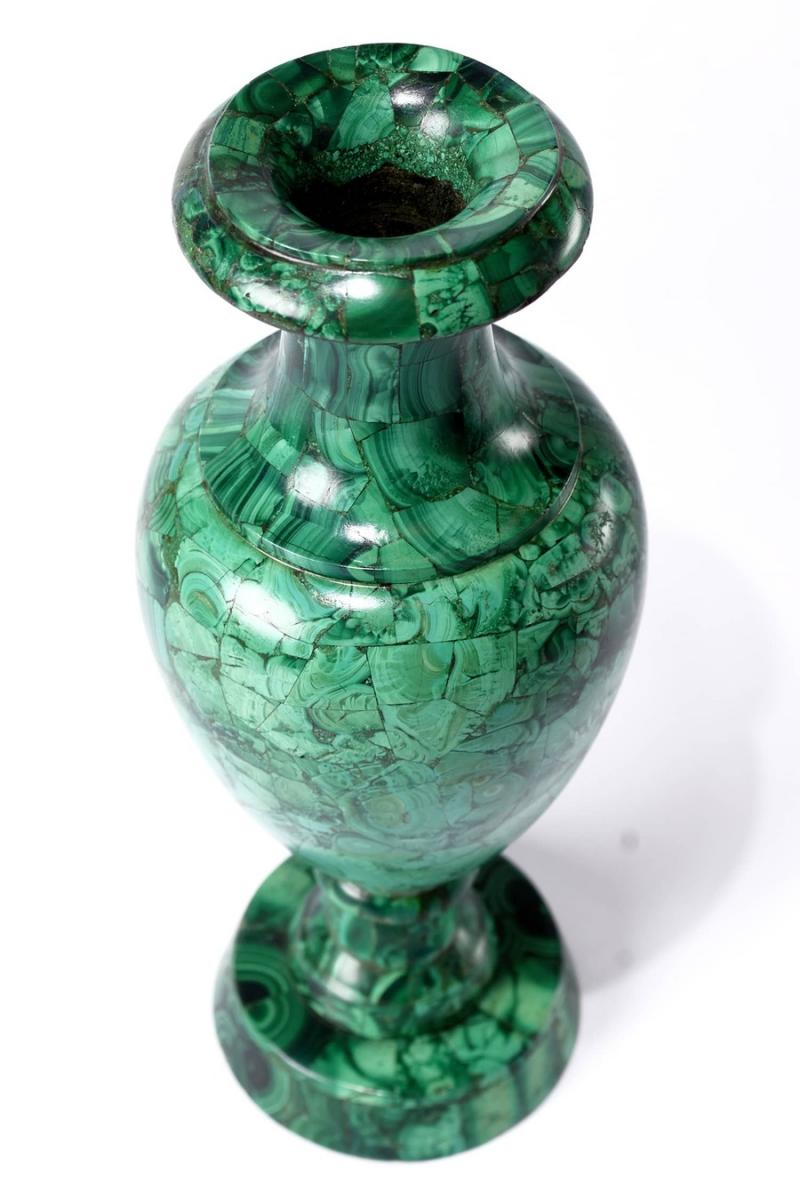 RUSSIAN MALACHITE-VENEERED VASE MID-19TH CENTURY