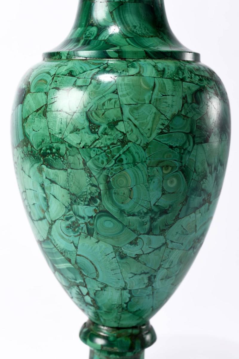 RUSSIAN MALACHITE-VENEERED VASE MID-19TH CENTURY