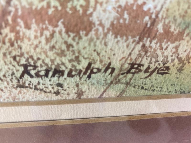 Ranulph (De Bayeux) Bye - DRAMATIC RED MAPLE AND CORN SHOCKS WATERCOLOR ...