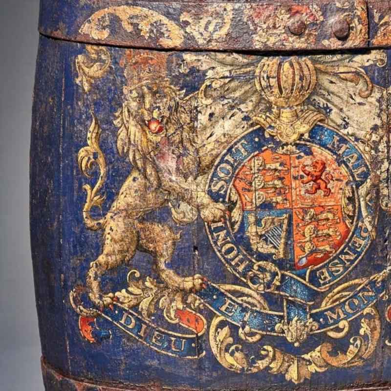Rare Royal 18th Century Powder Barrel Stick Stand Decorated with a Coat ...