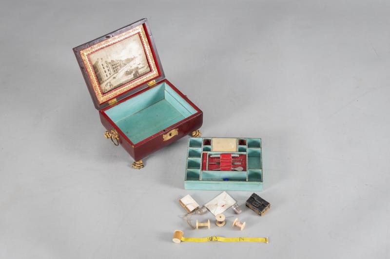 Regency Red Morocco Leather Sewing Box