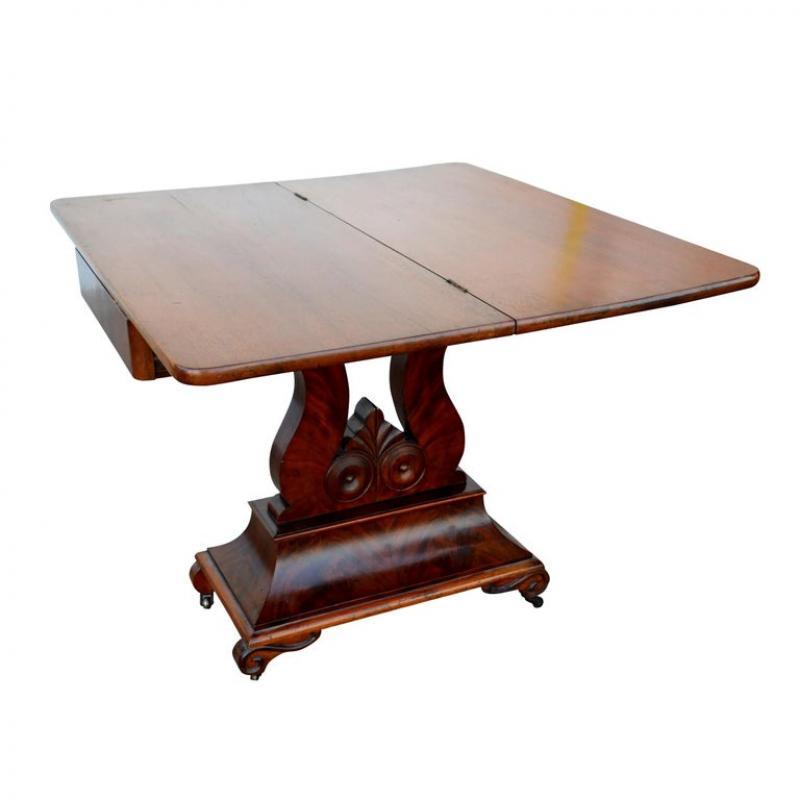 Regency Style Mahogany Harp Lyre Base Game Table