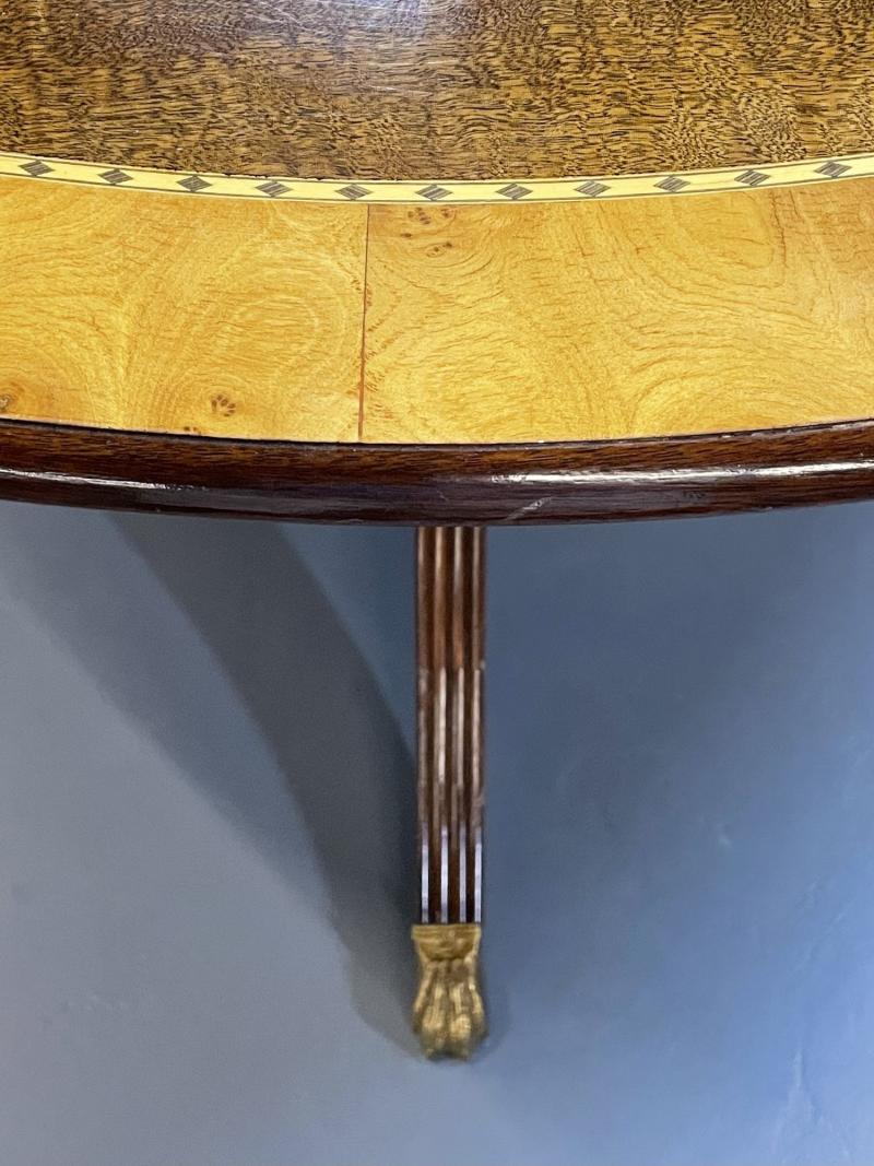 Regency Style Round Regency Style Dining Table, Two Leaves, Banded, Pads