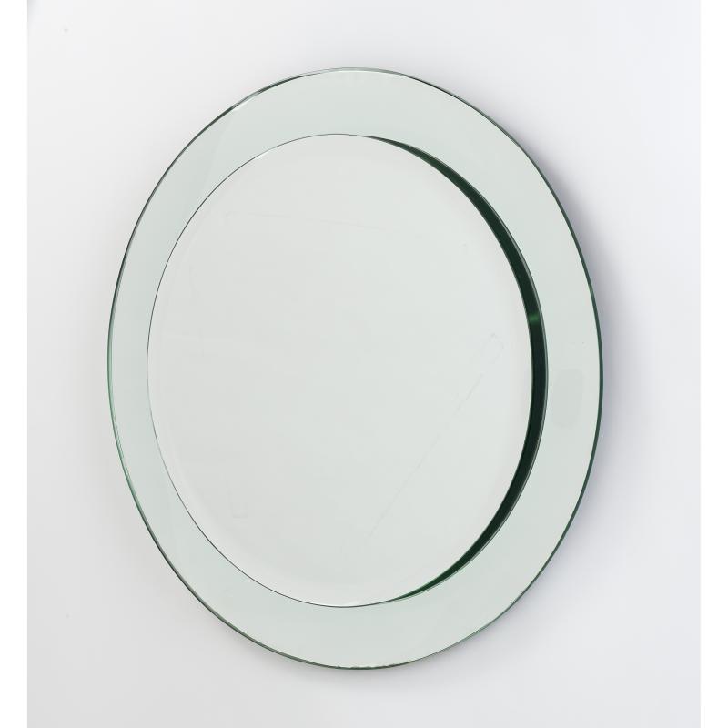 Remarkable Pair of Round Glass Mirrors, Italy 1940's