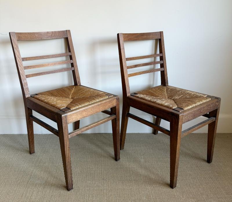 René Gabriel - PAIR OF RENÉ GABRIEL WOOD + RUSH CHAIRS