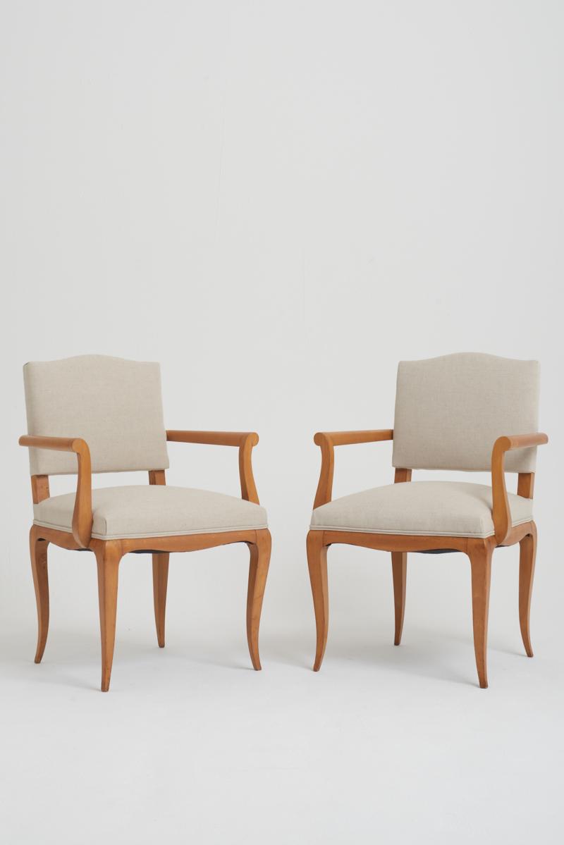 Rene Prou - Pair of Art Deco Sycamore Armchairs att. to René Prou