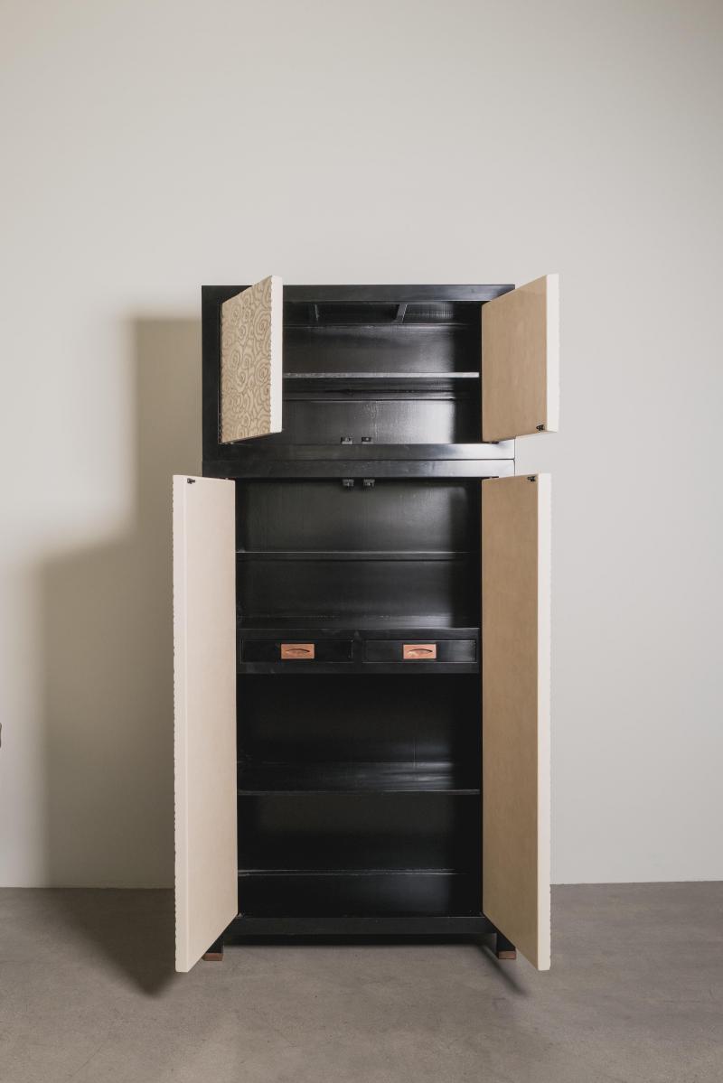 Robert Kuo - Contemporary Hand Carved Cream Lacquer Cloud Design Chest ...