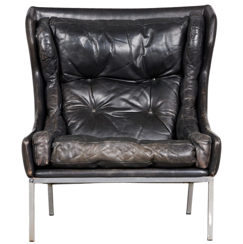 Roland Rainer - Roland Rainer Mid-Century Leather & Steel Lounge Chair
