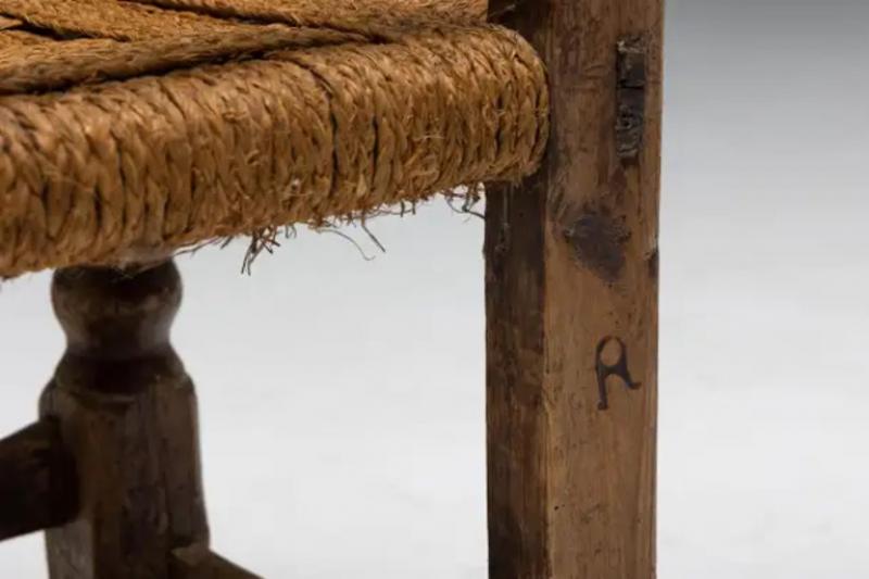 Rustic Straw Dining Chairs, Spain, 19th Century