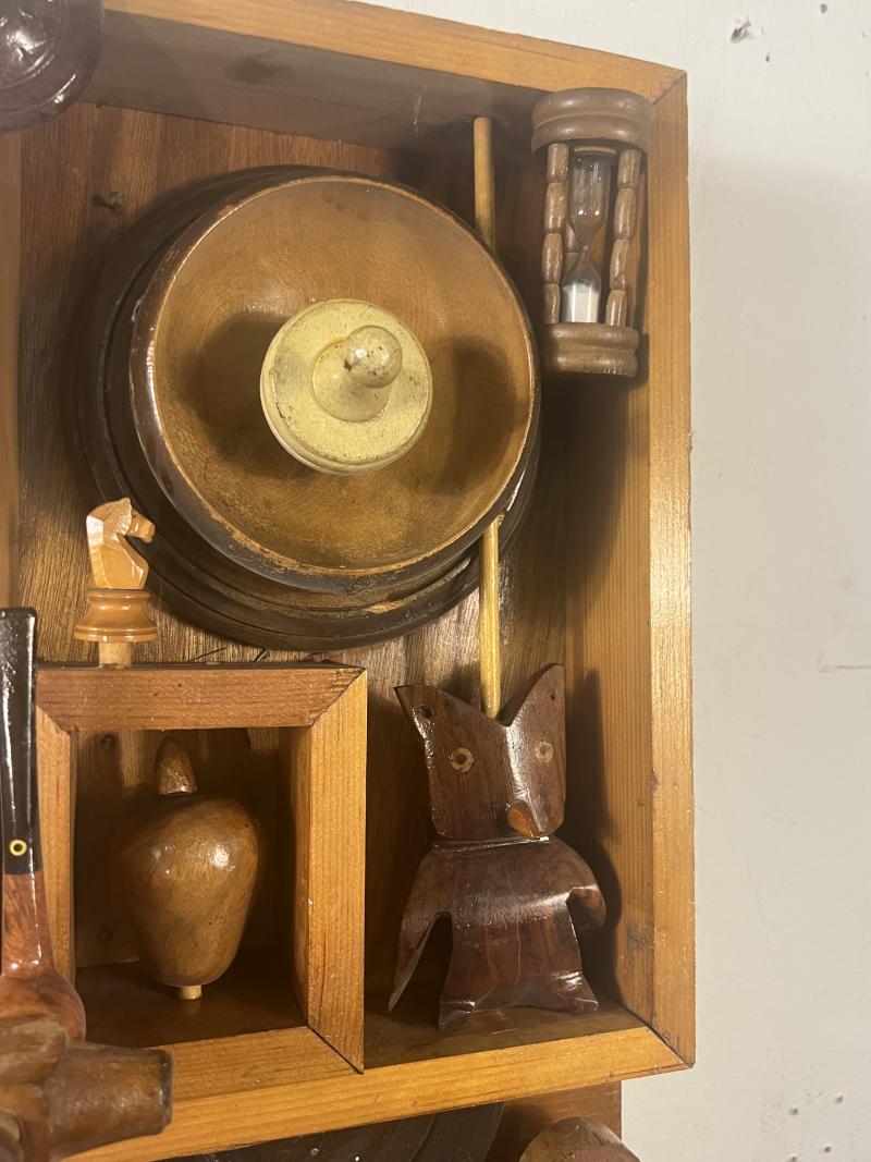 SIGNED POST MODERN WOOD ASSEMBLAGE FOUND OBJECTS WALL SCULPTURE