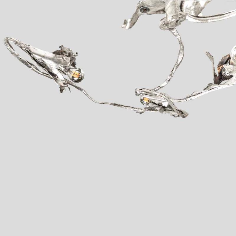 Salvino Marsura - Unique sculptural Silver wrought iron wall or ceiling ...