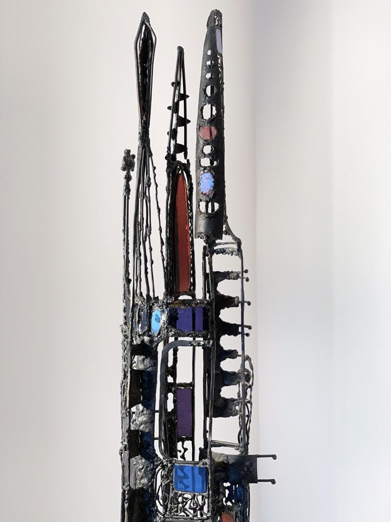Samuel Adolf Cashwan - Mid-Century Metal and Colored Glass Sculpture ...