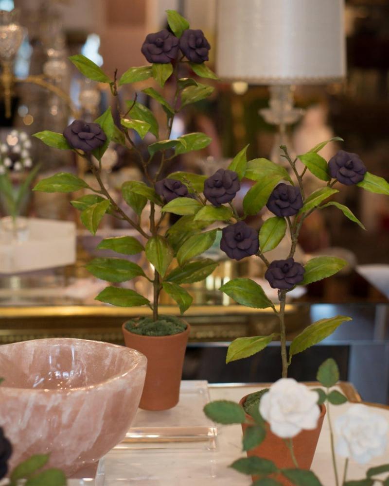 Samuel Mazy - Samuel Mazy Purple Porcelain Camelia Tree Sculpture