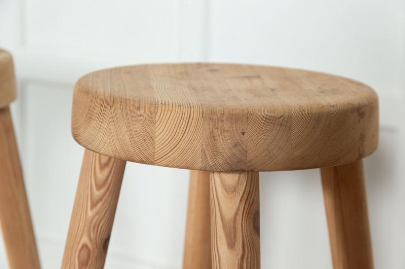 Set Four MidC Charlotte Perriand Style Pine Artists Stools
