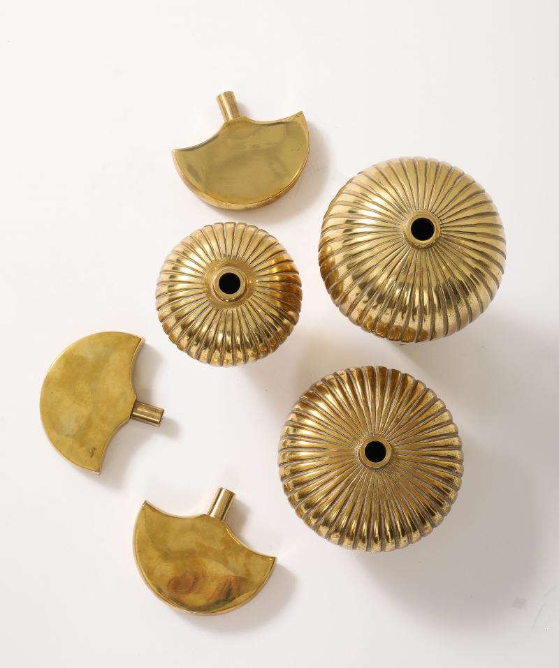 Set of 3 Decorative French 1950's Fluted Bottles