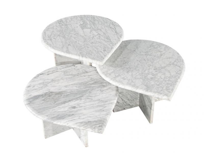Set of 3 Vintage Travertine Tear Drop Cocktail Tables